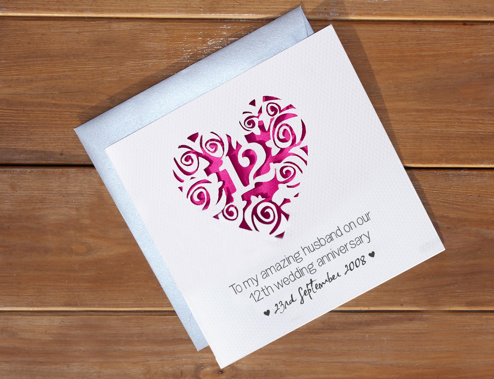 12th Anniversary Card Silk Married 12 Years Twelve Years | Etsy UK