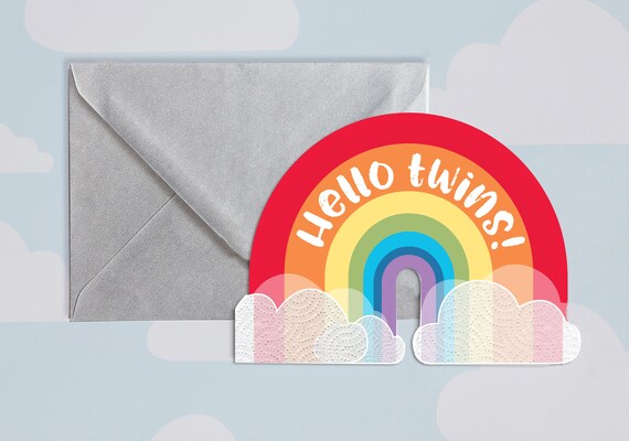 Rainbow Baby Card New Parents Card Card For Twins Personalised Twin ...