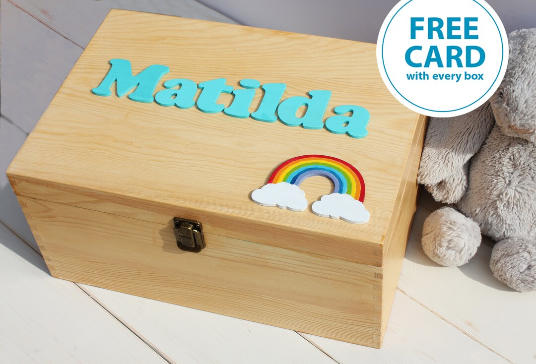 Personalised Keepsake Box | Personalised Rainbow Memory Box | Large ...