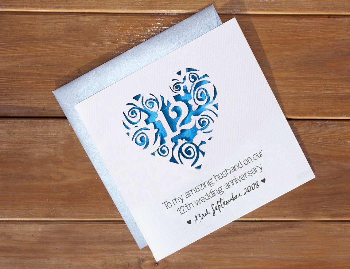12th Anniversary Card Silk Married 12 Years Twelve Years | Etsy UK