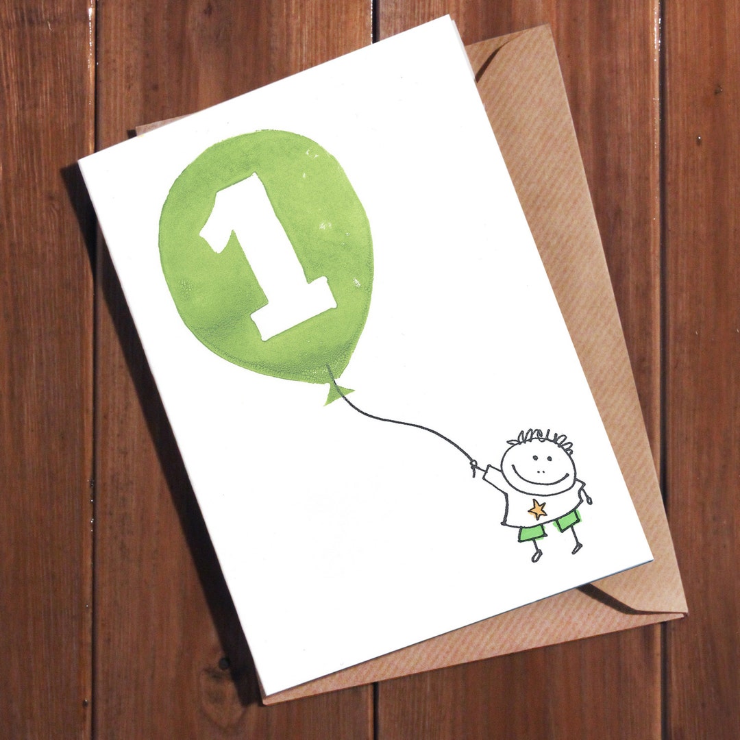 Age 1 Card Birthday Card, One Year Old Card, Handmade Card Age 1, 1st ...