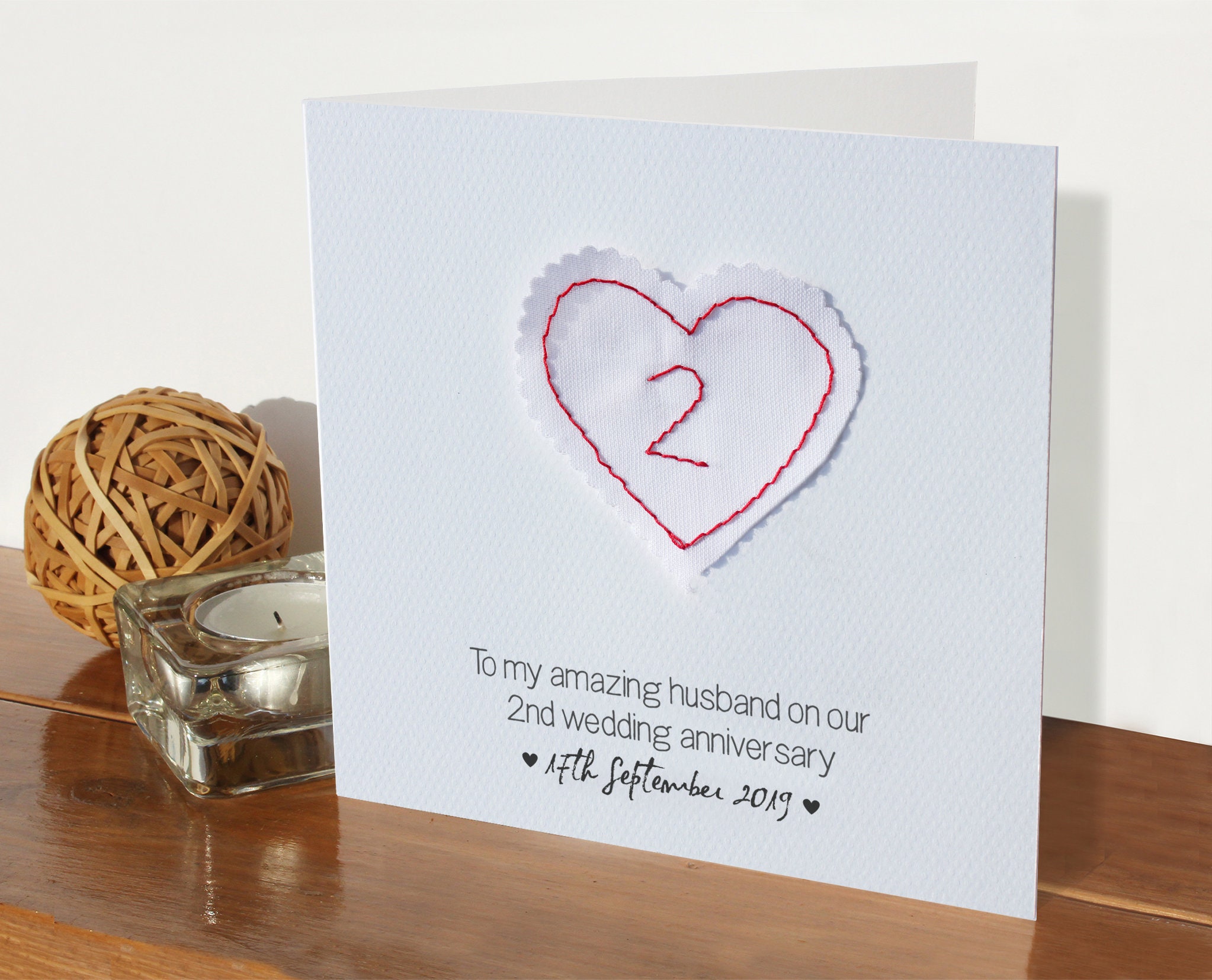2nd Wedding Personalised Anniversary Card Cotton 2 Years - Etsy UK