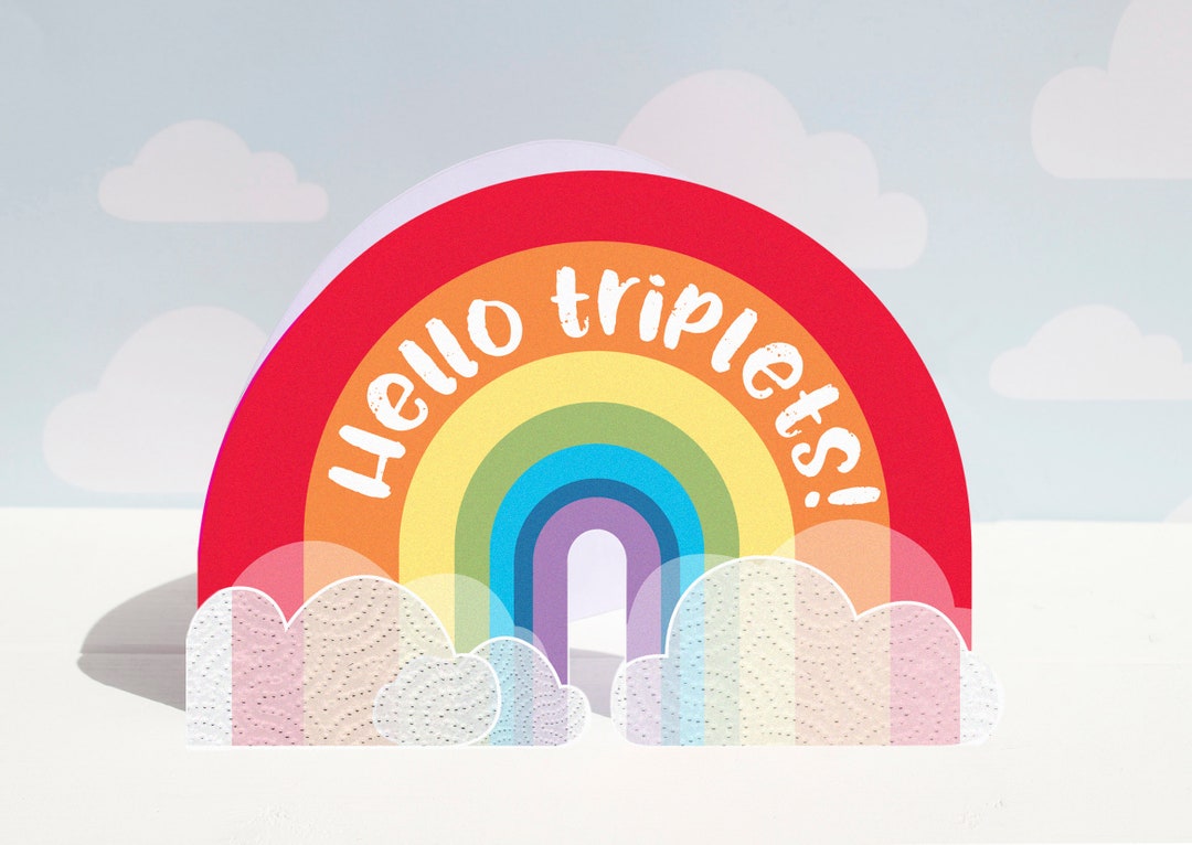 New Baby Triplets Card | Newborn Triplets | 3 Babies Card | Cute Modern ...