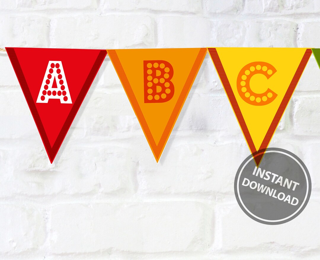 PRINTABLE Digital File - Learn the Alphabet, Rainbow Alphabet Banner ...