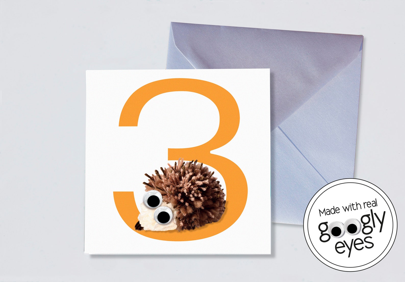 3rd Birthday Card | Third | Card Age Three Year Old | Pompom Pom-pom ...