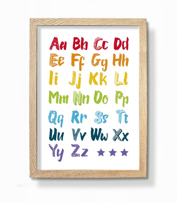 Alphabet Poster Printable Simple Alphabet Rainbow Alphabet | Etsy