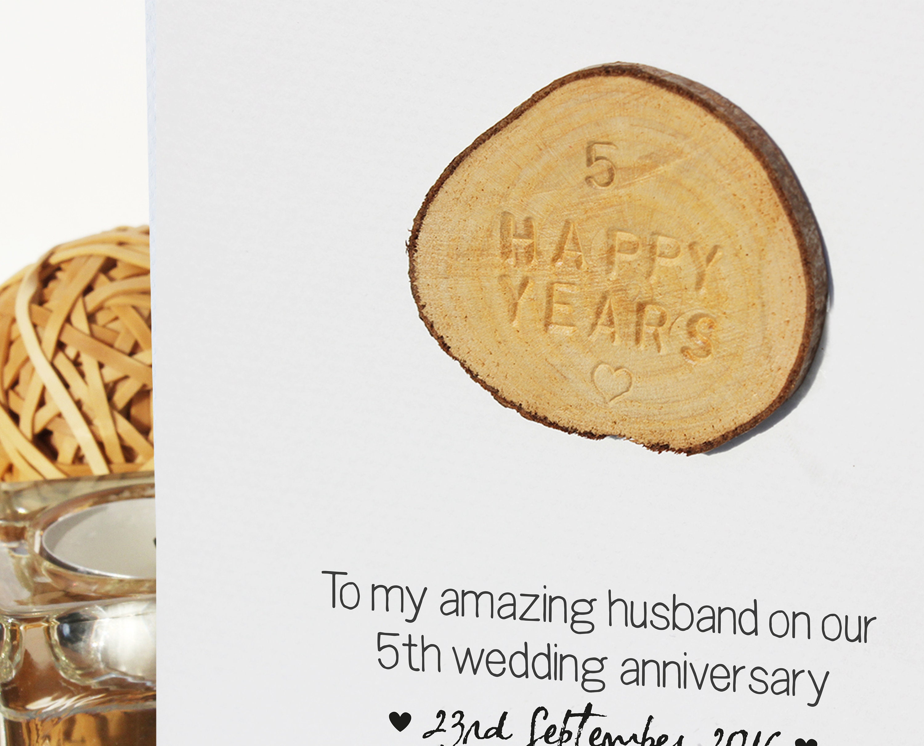 5th Wedding Personalised Anniversary Card - Wood | 5 Years Married ...