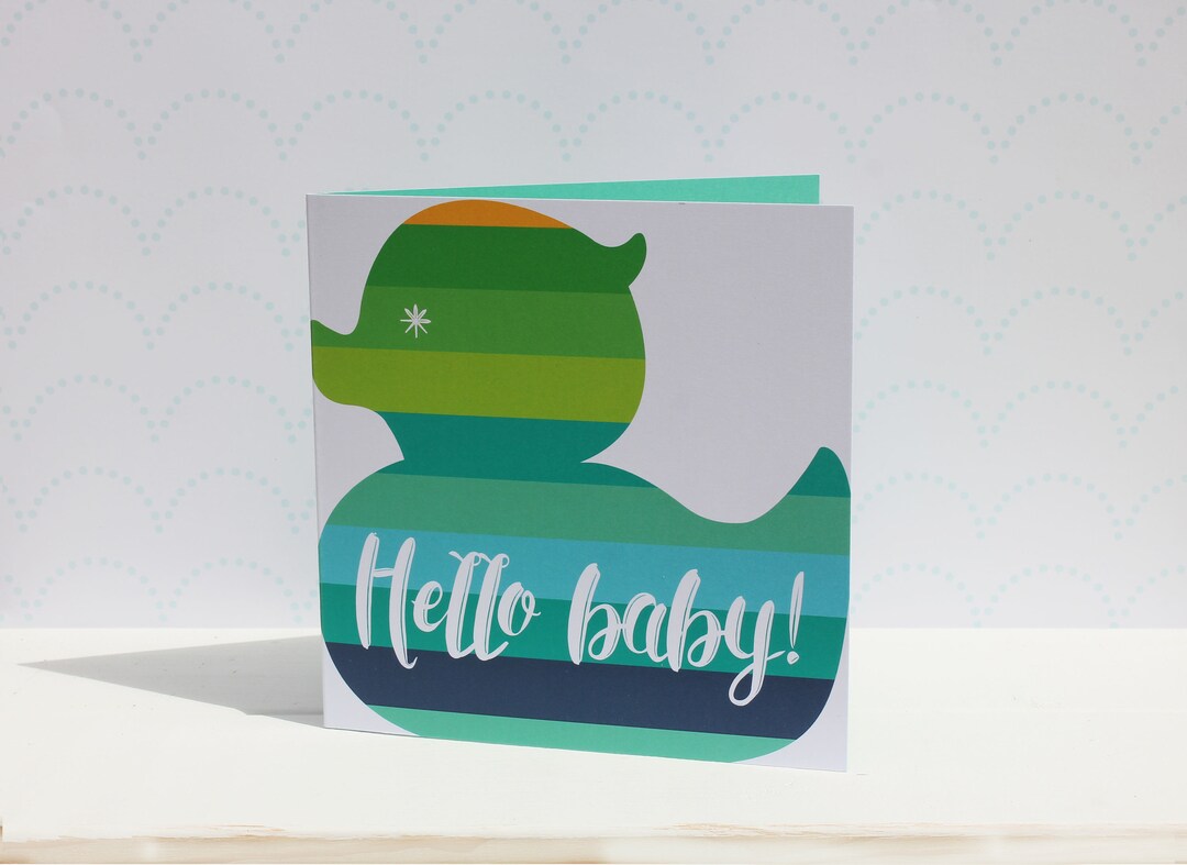 Blue Duck Baby Card, New Baby Card Duck, New Parents Card, Blue Baby ...