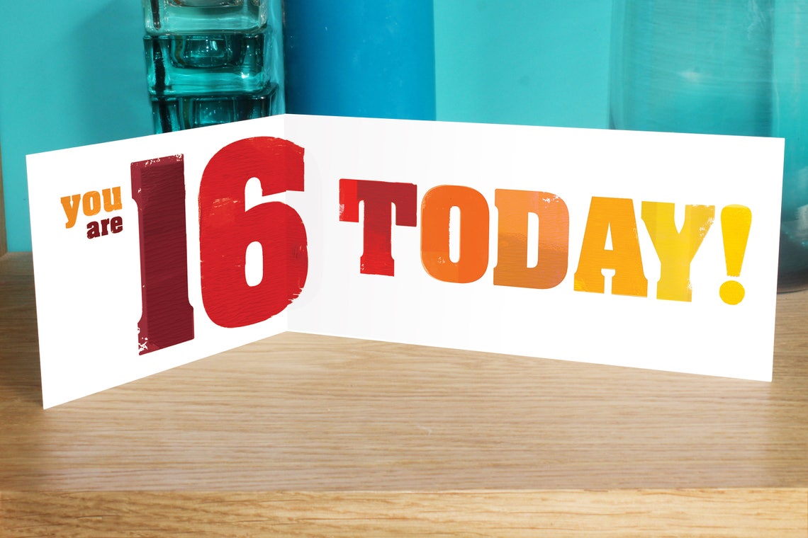 16th Birthday Card 16 Today 16 Years Old Age Celebration - Etsy UK