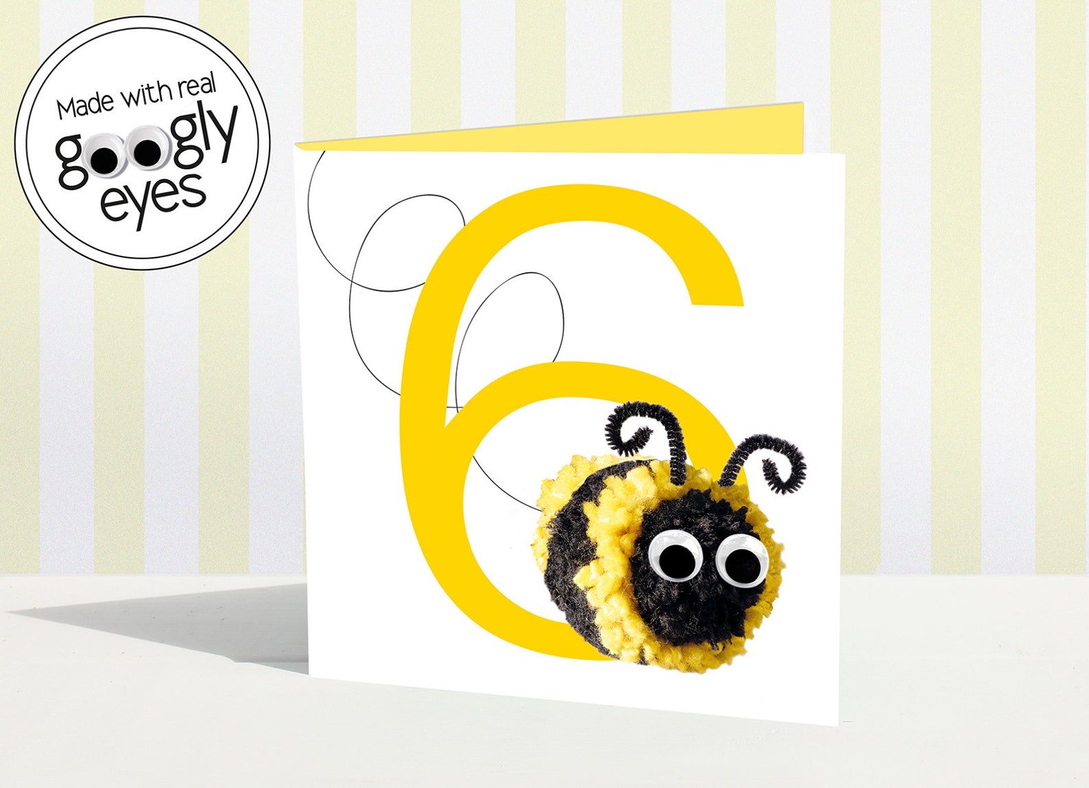 6th Birthday Card | Sixth | Card Age Six Year | Pompom Card Pom-pom ...