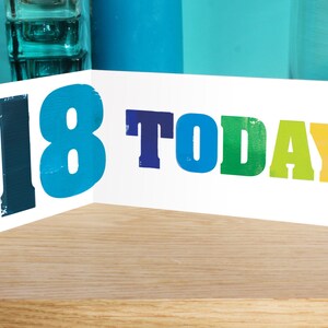 18th Birthday Card - 18 Today - 18 Years Old - Age Celebration Card ...