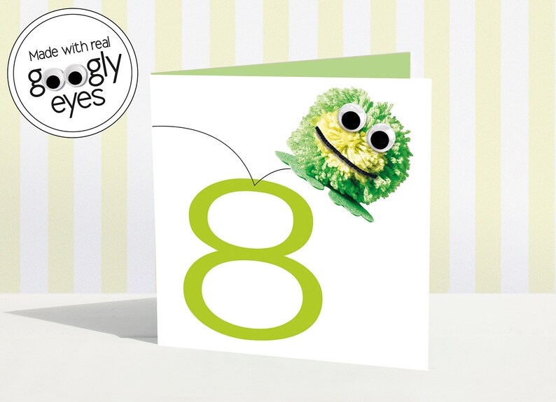 8th Birthday Card Eight Card Age Eight Year Old Pompom | Etsy UK