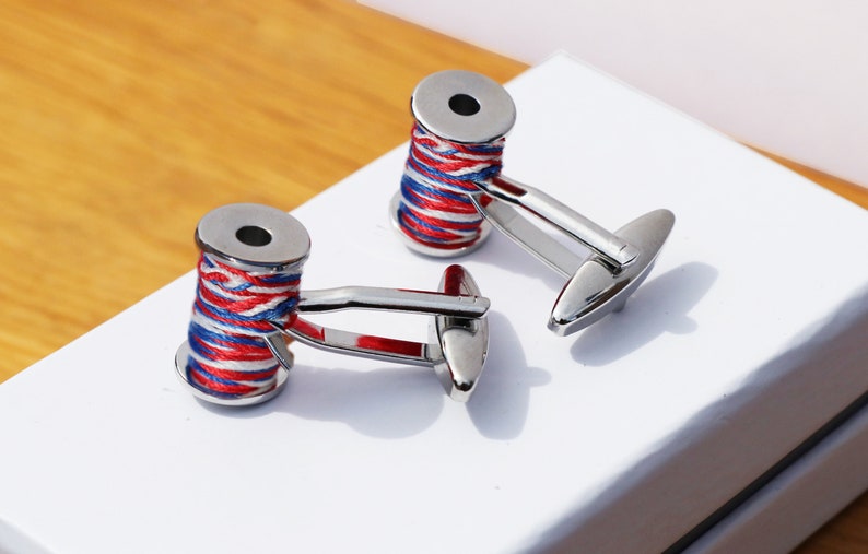 2nd Anniversary Cufflinks - Cotton Reel - Personalised | Gift Husband ...