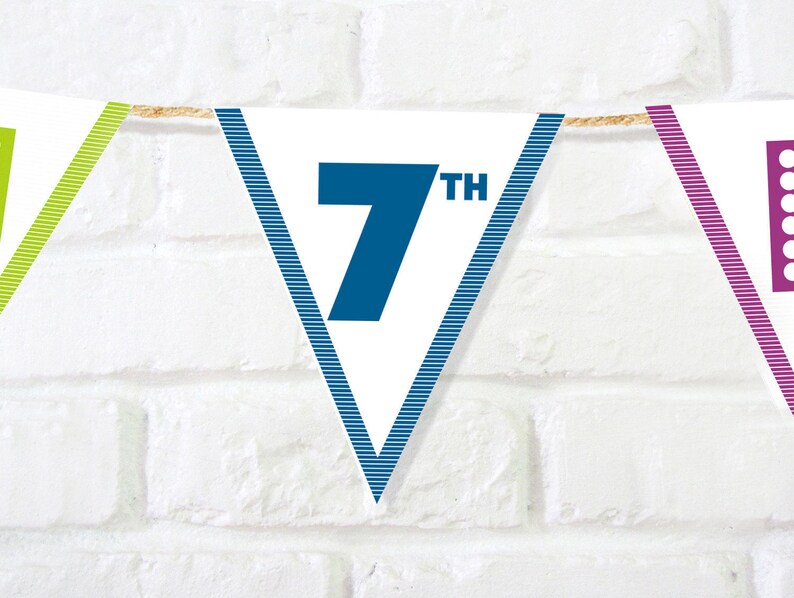 7th Birthday Garland 7 Years Old Birthday Banner DIY Kids - Etsy