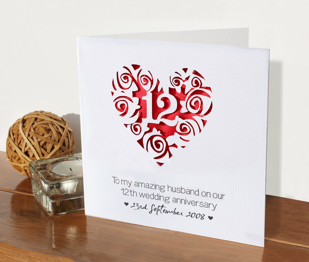 12th Anniversary Card - Silk | Married 12 Years | Twelve Years | Card ...