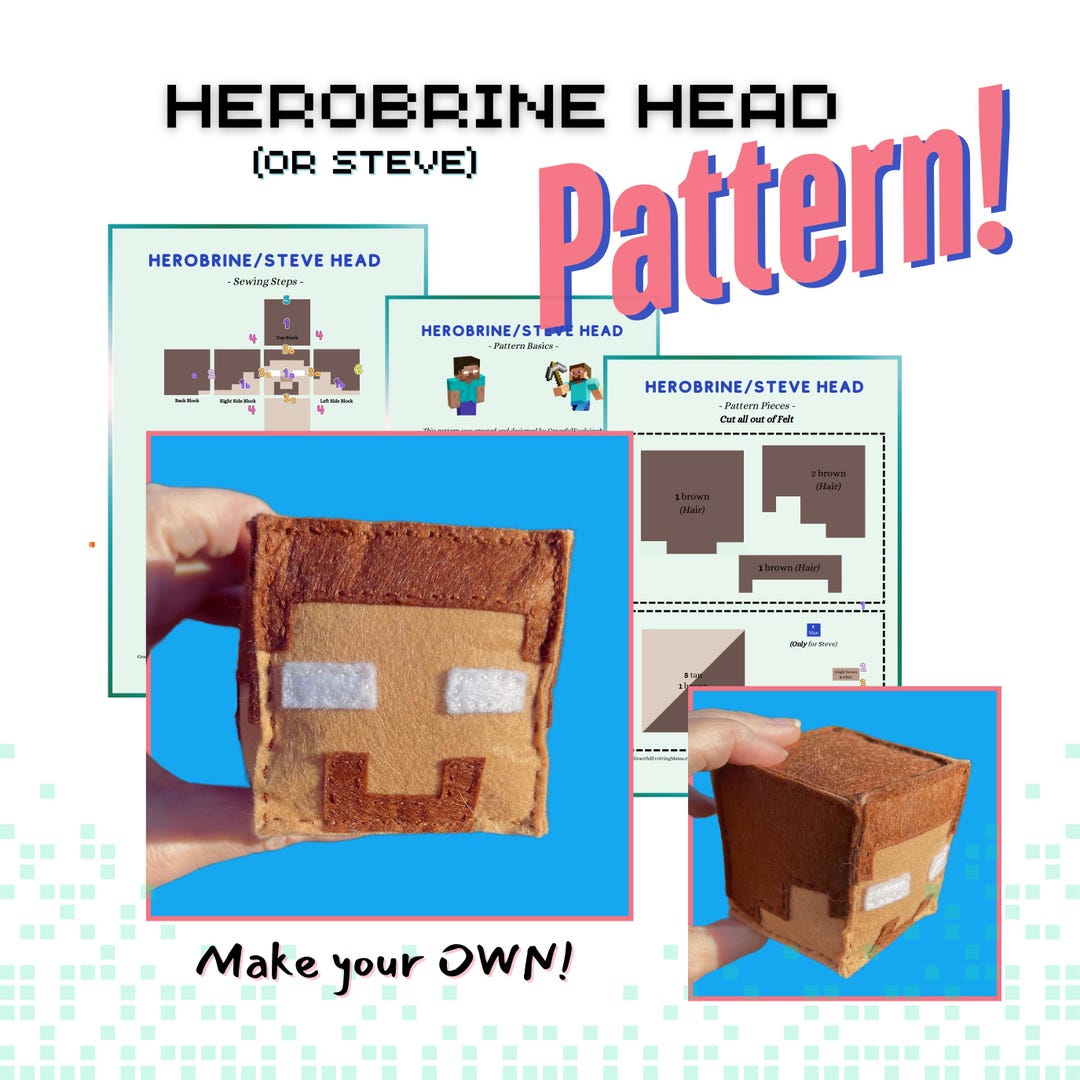 DIY Minecraft Plush Pattern - Herobrine or Steve Cube | Beginner Sewing ...