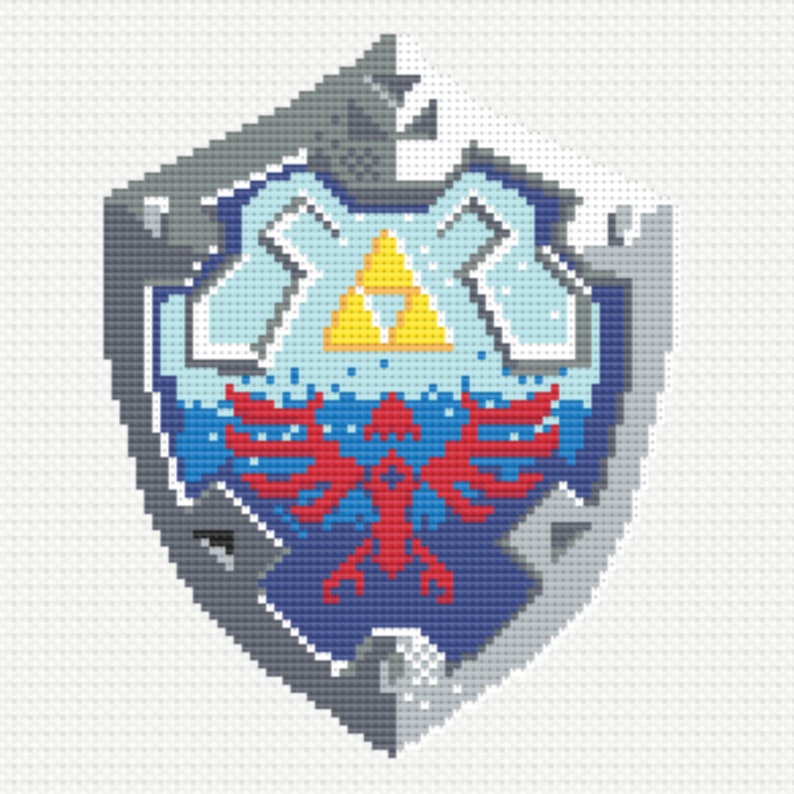 Link's Hylian Shield ~ Legend of Zelda Counted Cross Stitch Pattern ...
