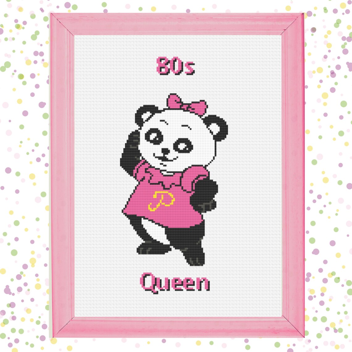 Pammy Panda 80s Queen Counted Cross Stitch Pattern ~ Shirt Tales 1980s ...
