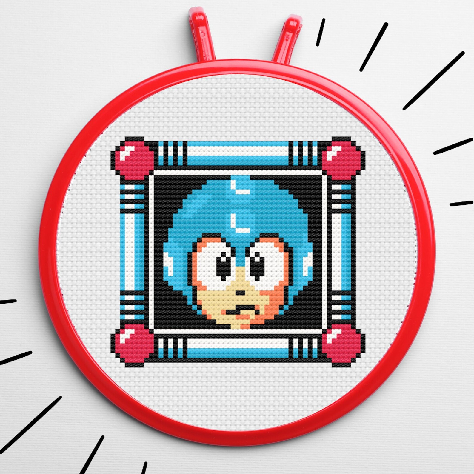 Mega Man 3 Cross Stitch Pattern: Framed Face (instant PDF Download) - Etsy