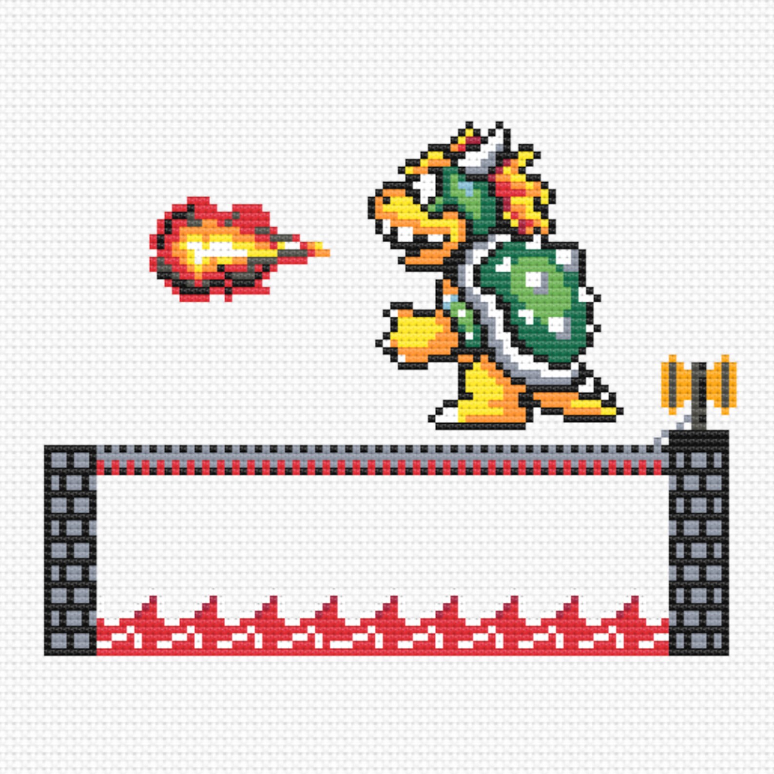 Bowser Fireball Cross Stitch Pattern: Super Mario Brothers Boss (PDF ...