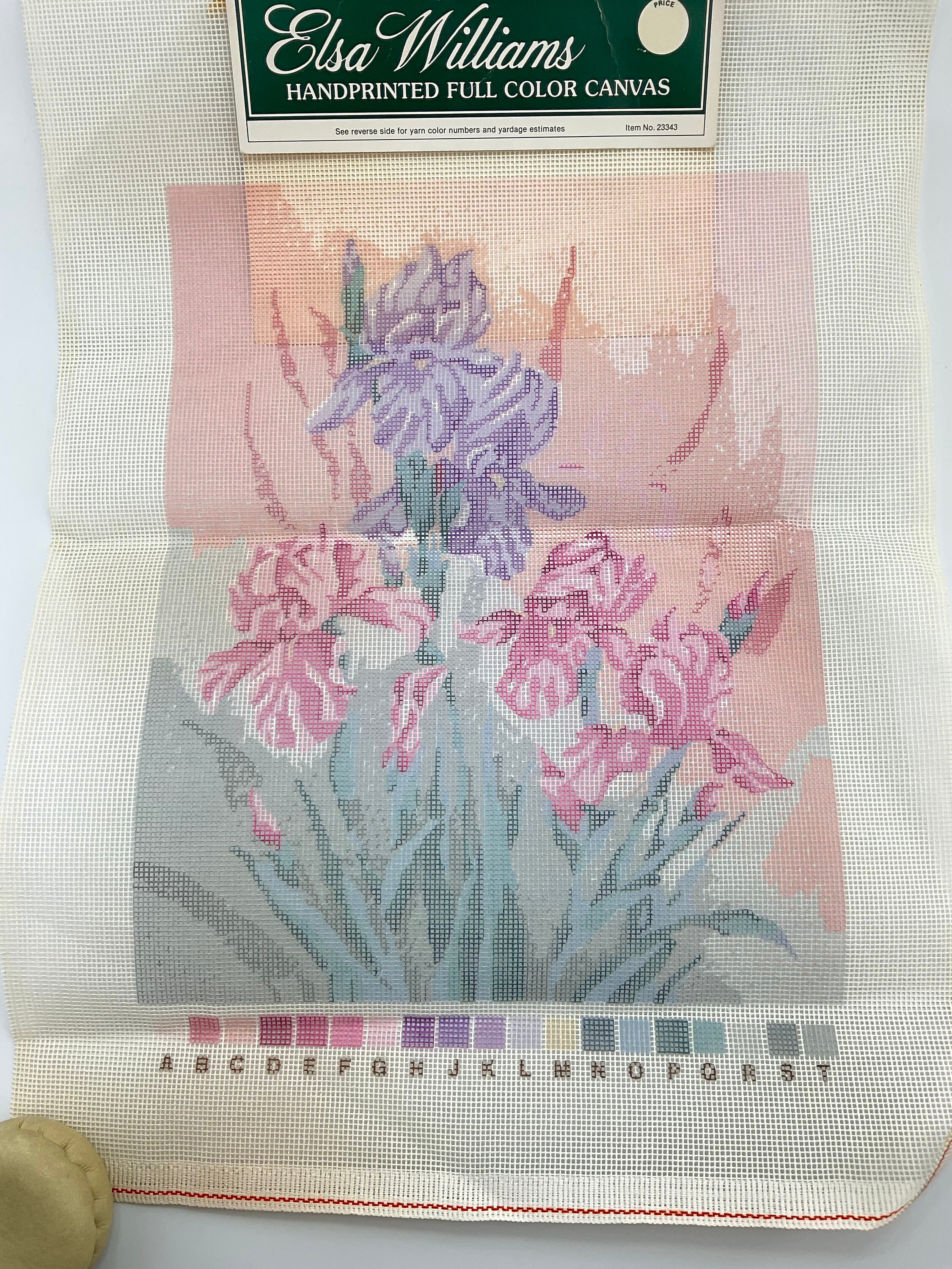 Vtg Elsa Williams Needlepoint Canvas, Iris Fantasy, Item No. 23343, Hand Printed, NOS, New Old ...