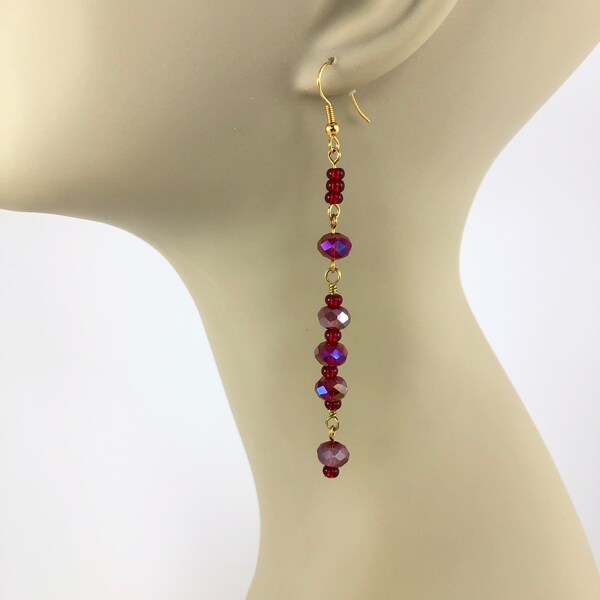 Red Crystal Earrings - Etsy