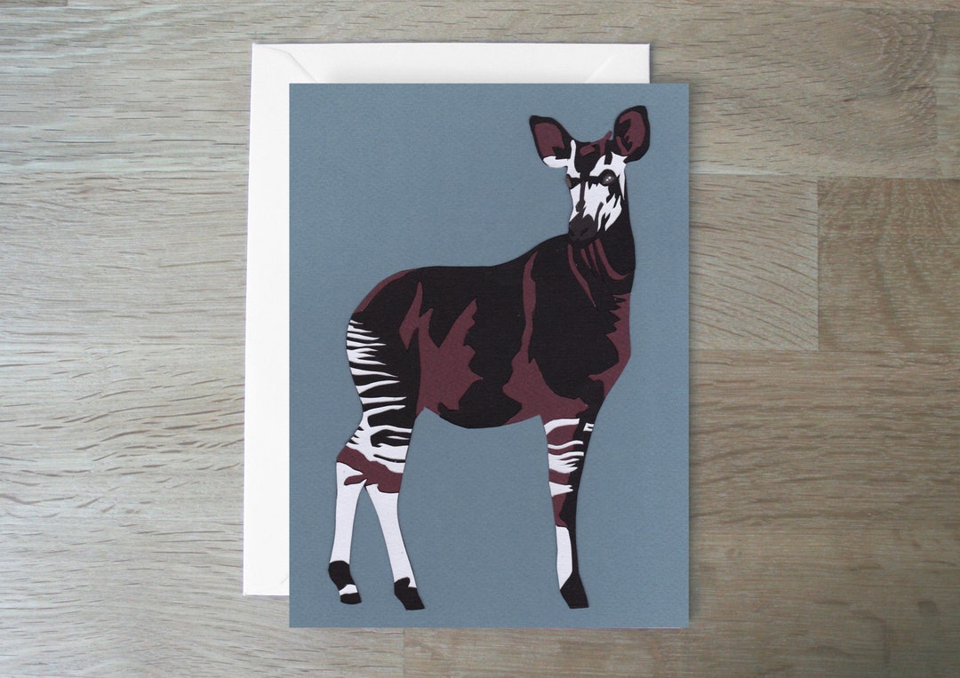 Okapi Greeting Card Endangered Species Papercut Animal Card - Etsy