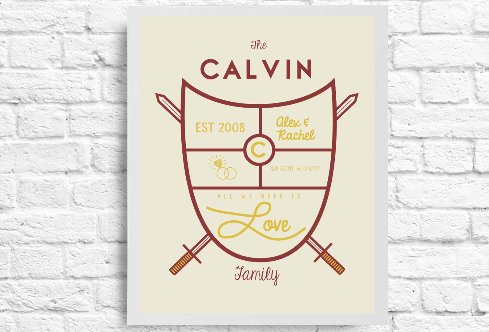 Modern Family Crest Art Order Choose your own colors and | Etsy