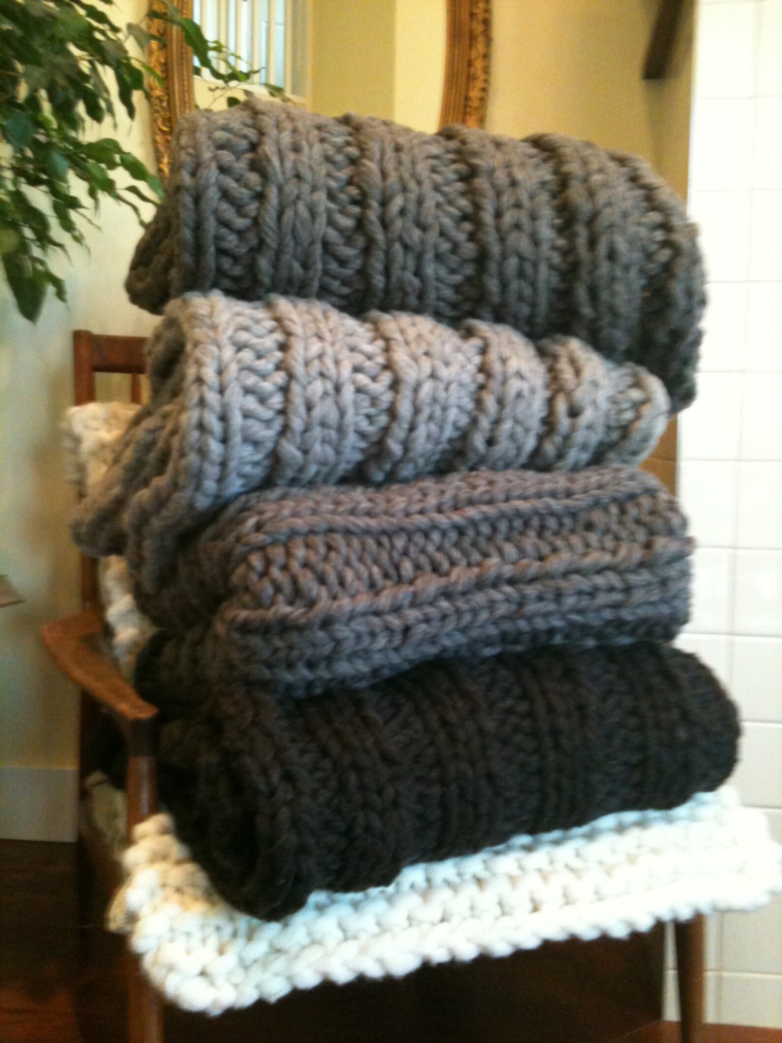 Chunky Blanket in Neutral Tones, This Chunky Knit Throw is Luxury Home ...