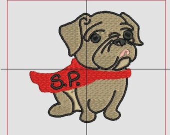 Pug Embroidery Design 5 Sizes Dog Embroidery Design - Etsy