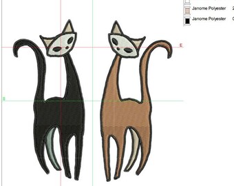 Vintage Black Halloween Cat Kitty With Hat Machine Embroidery - Etsy