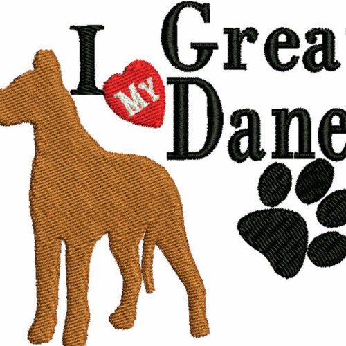 Great Dane Dog Embroidery Designs Sketch Machine Instant | Etsy