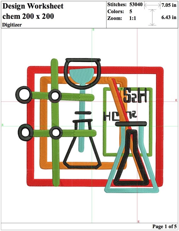 Science Lab Embroidery Design Chem 1 is 4.00 in 3.65 in / - Etsy