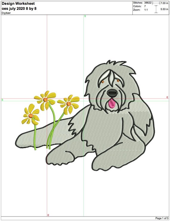 OES Embroidery Design OLD English Sheep Dog 2 Sizes 4 X 4 | Etsy