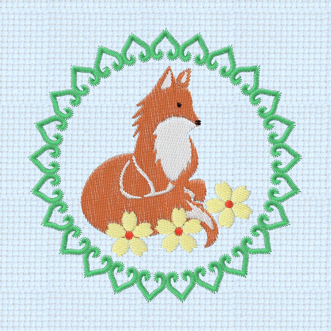 Machine Embroidery Fox and Flowers Embroidery Design - Etsy