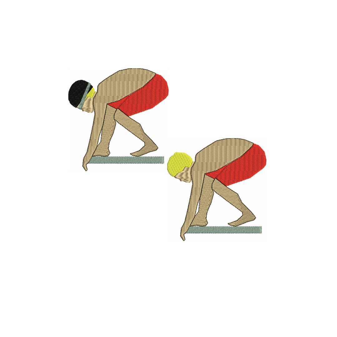 Swimmer Embroidery Design: Boy and Girl (digital Download) - Etsy