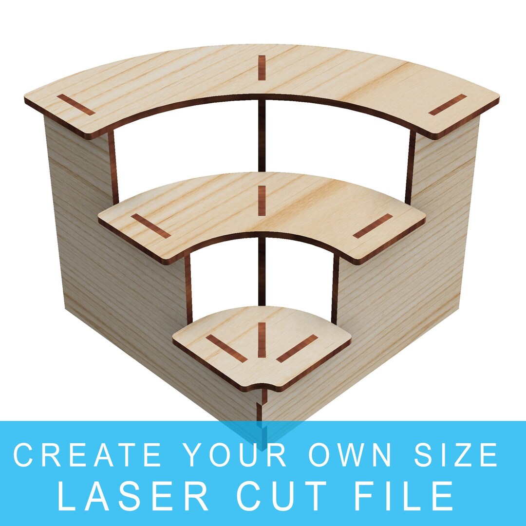 Custom 3 Tier Corner Display Laser Cut File, Laser Cut Shelves for ...