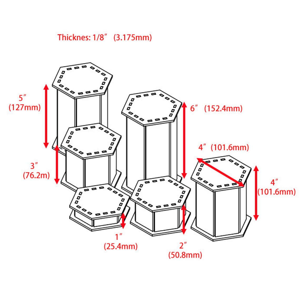 Hexagonal Countertop Riser Display Pedestal Display Column - Etsy