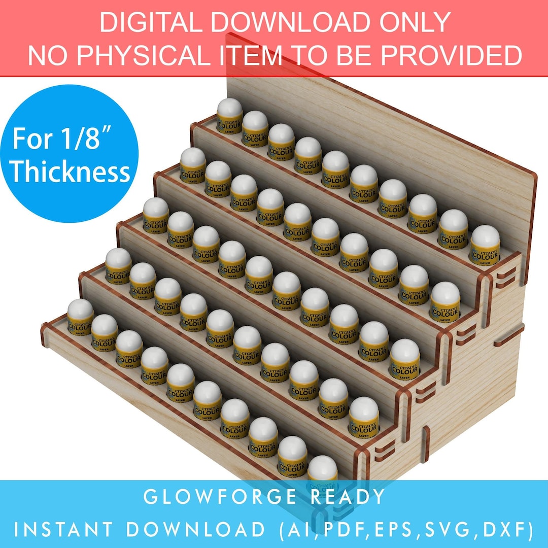 50 Bottles, 5 Layers Citadel Paint Bottle Rack Shelf Holder, Glowforge ...