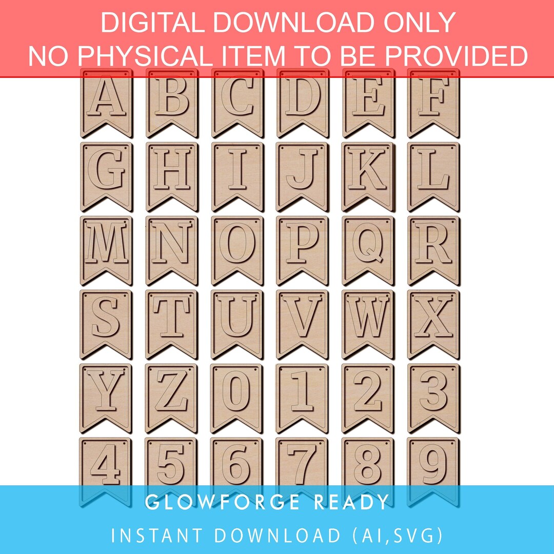 A-Z 0-9 Bunting Banner, SVG Banner Cut File, Build Your Own Banner ...