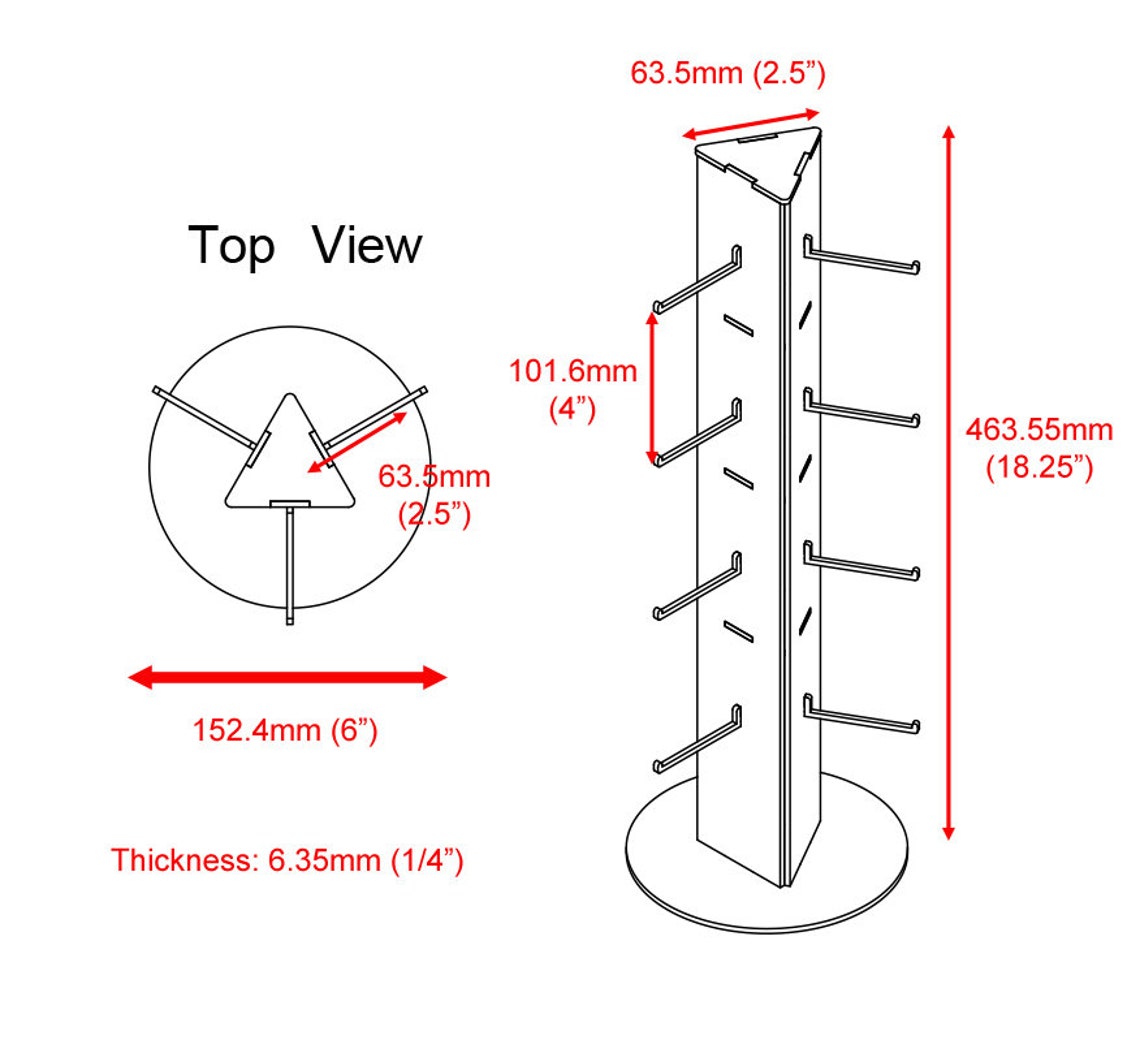 3 Sided 12 Hooks Retail Display Rack Counter Top Stand for - Etsy