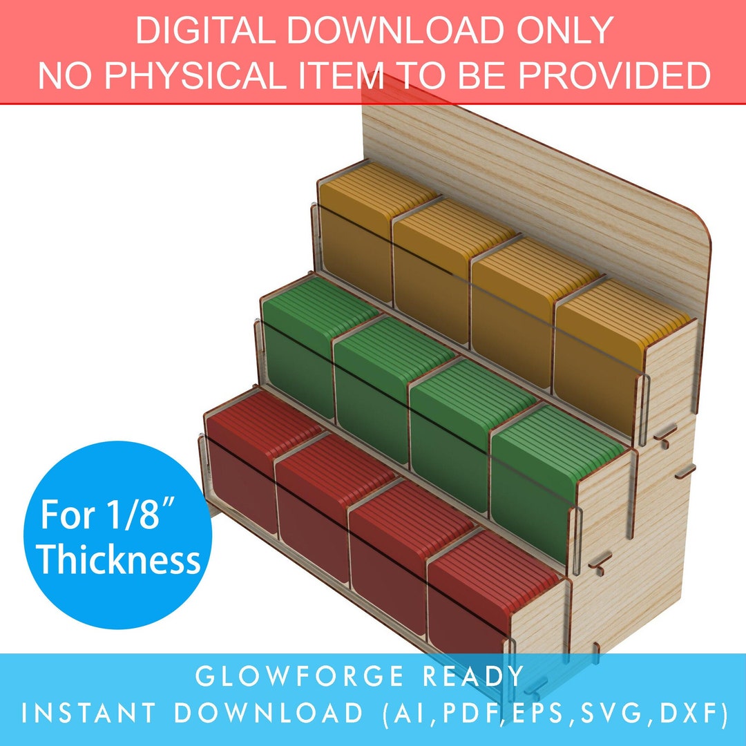 Laser Cut Files for 4 Inch Coaster Display Stand With 12 Pockets Retail Display Stand Glowforge ...