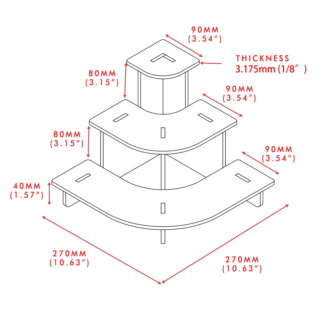 3 Layers Retail Table Display Corner Stand With Shelves for | Etsy