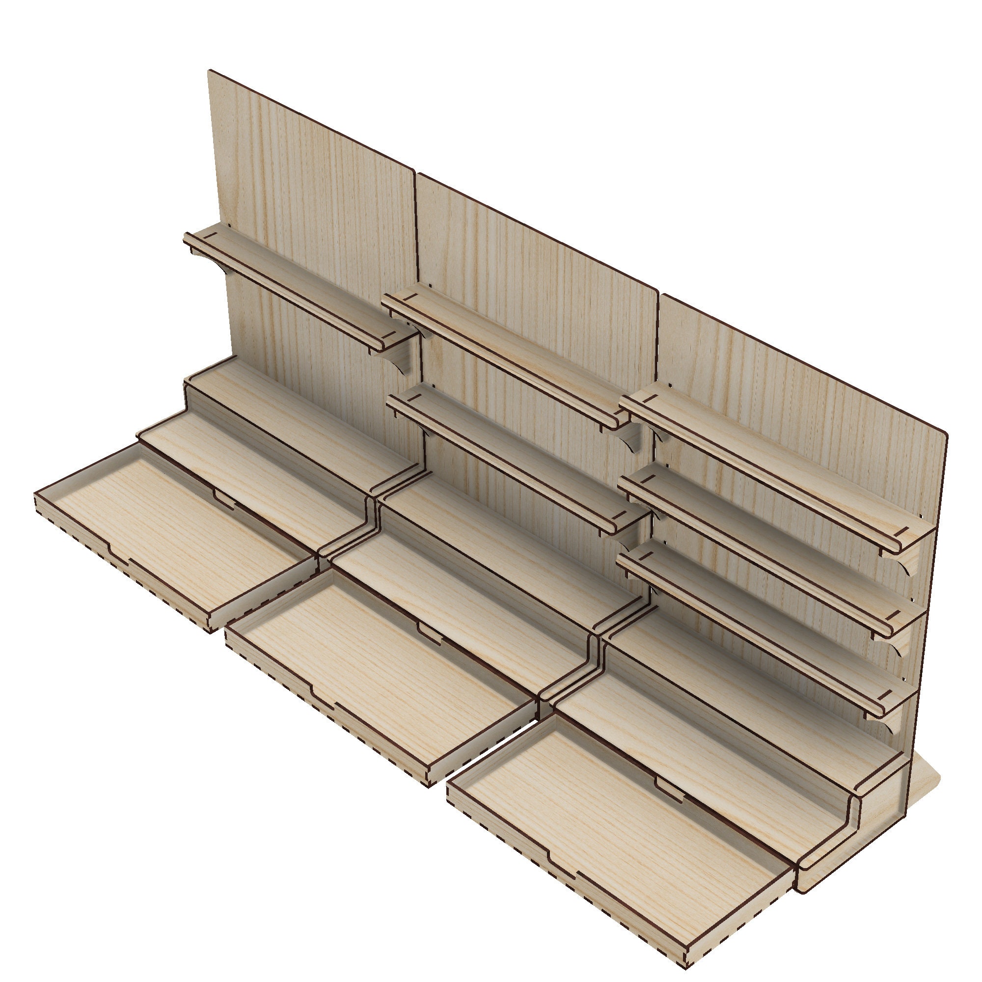 450x600mm 3 Tiers Shelf Product Display Stand With 2 Steps With 18 ...