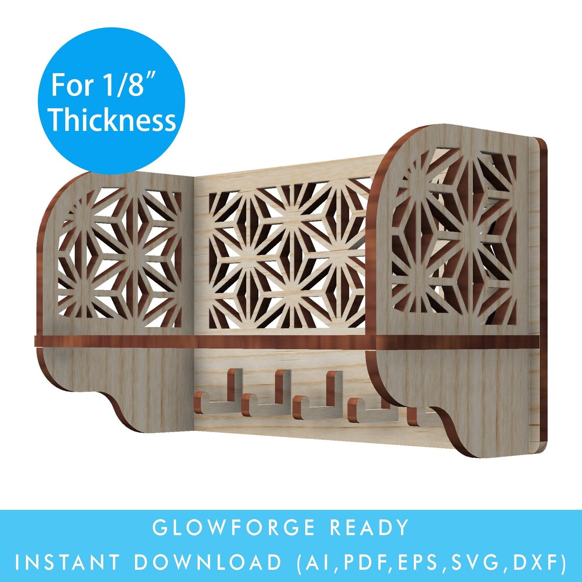 Laser Cut Key Holder With Shelf Svg Wall Mounted Key Hanger - Etsy