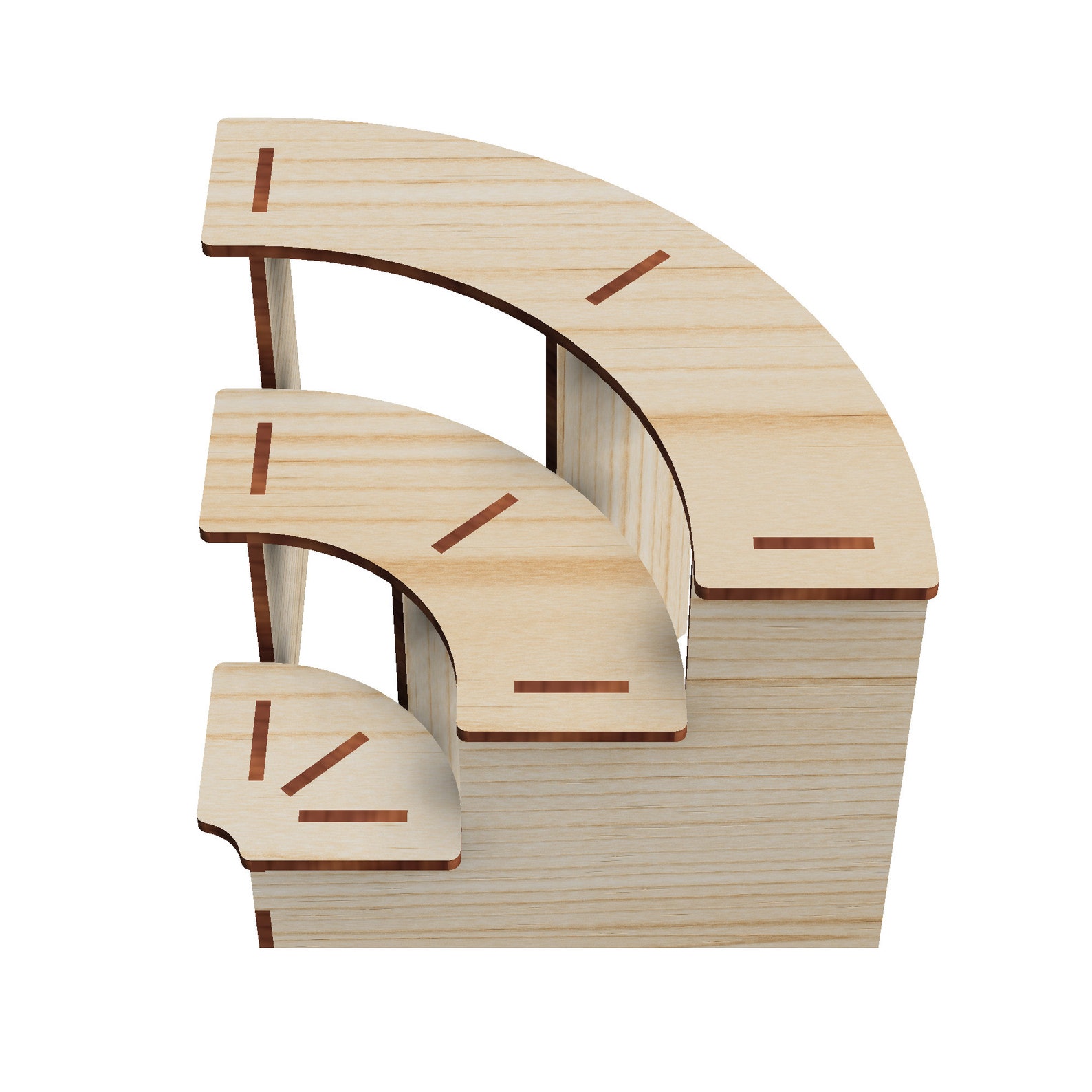 3 Tiers Quarter Circle Display Stand for Product Display and Craft Fair ...