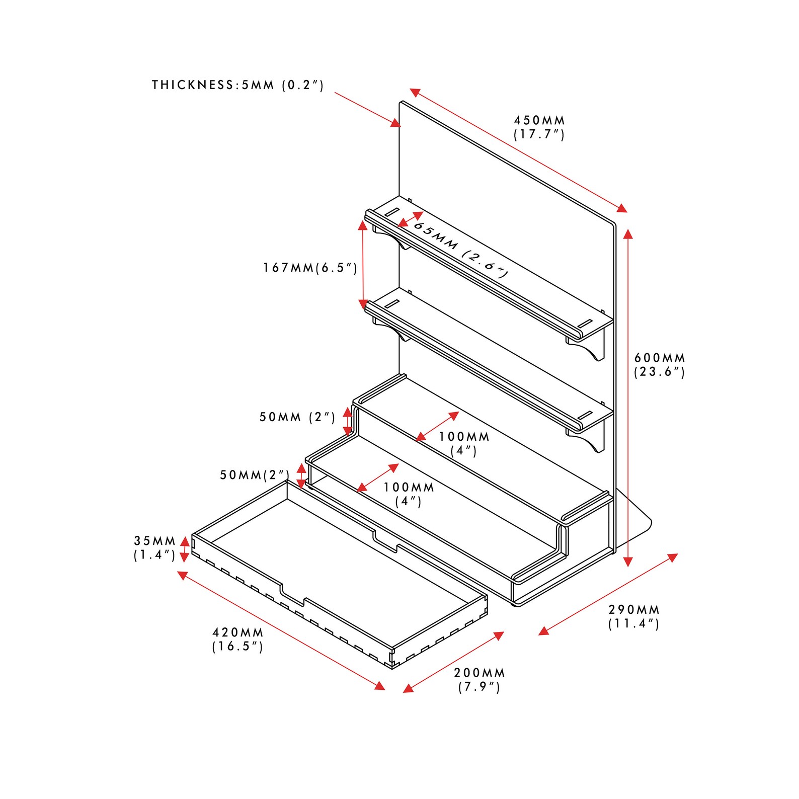 450x600mm 2 Tiers Shelf Product Display Stand With 2 Steps / - Etsy
