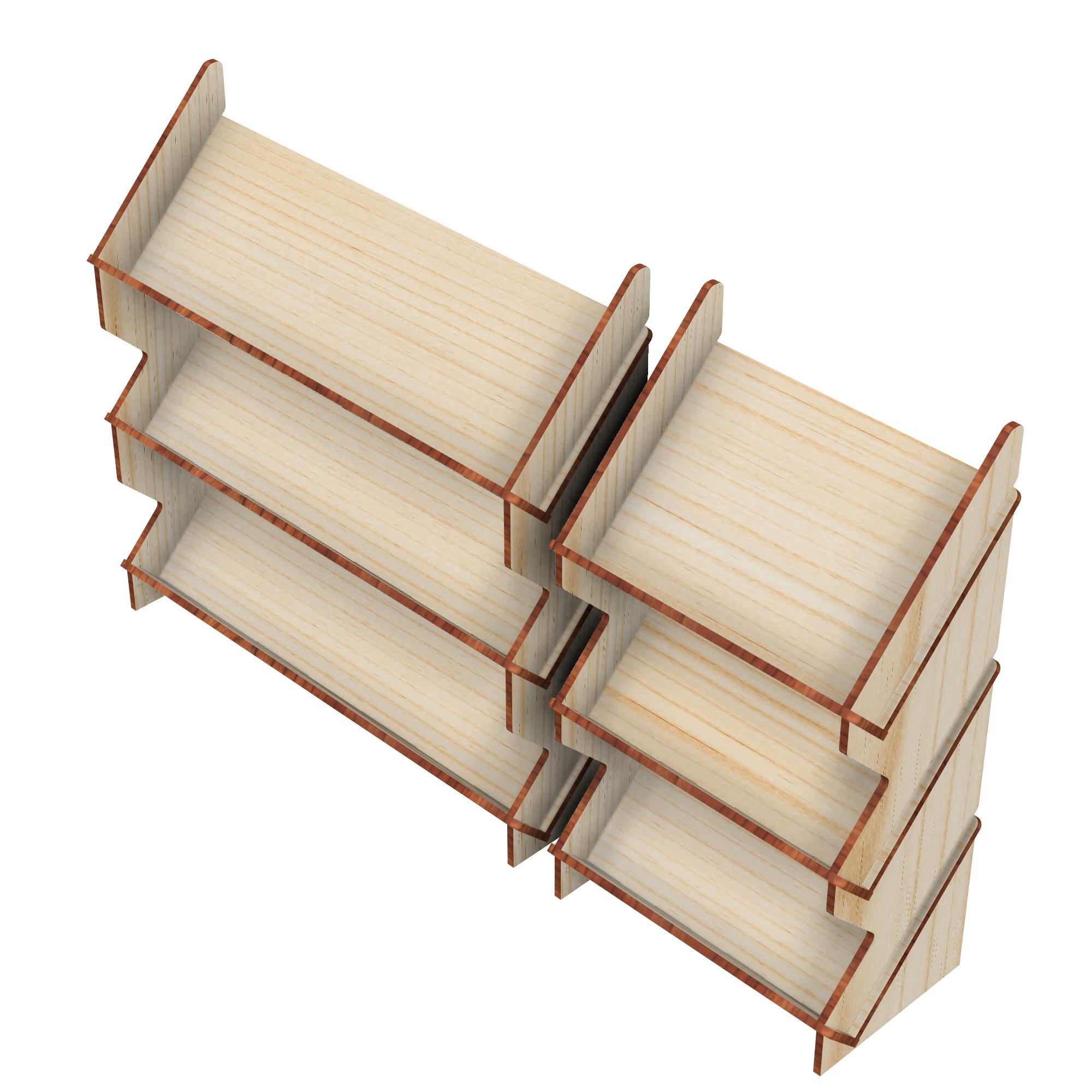 Laser Cut File for 3 Tier Display Stand 18" and 10.5" Long Shelf Tilted ...