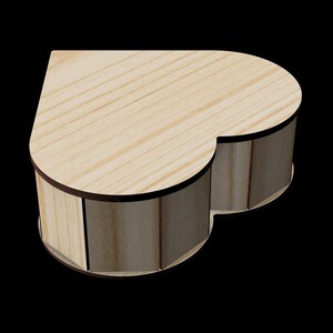 Customization Laser Cut Files for Heart Shaped Gift Box With Lid, Heart ...