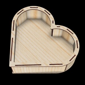 Customization Laser Cut Files for Heart Shaped Gift Box With Lid, Heart ...